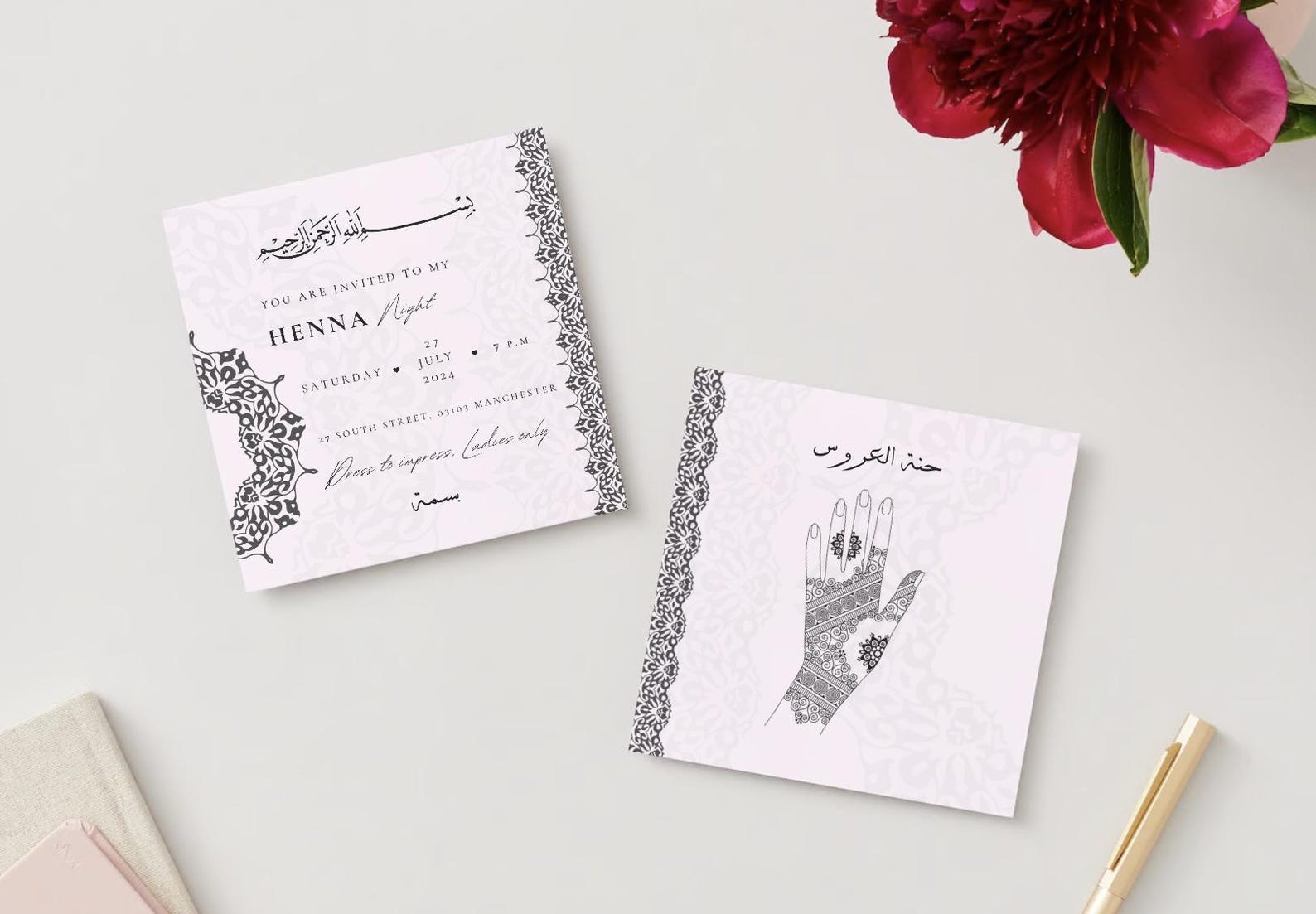 Henna Night Invitation Mendhi Wedding Celebration Elegant Traditional ...