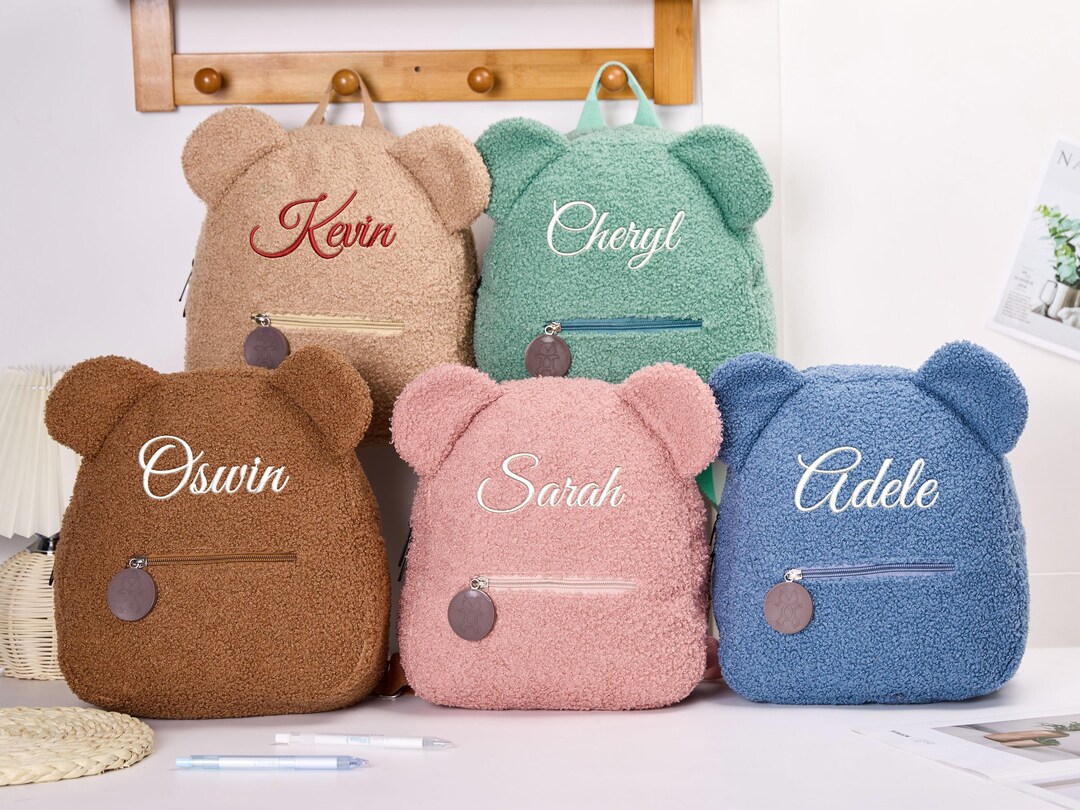 Custom Teddy Bear Backpack, Personalized Toddler Backpack, Embroidered ...