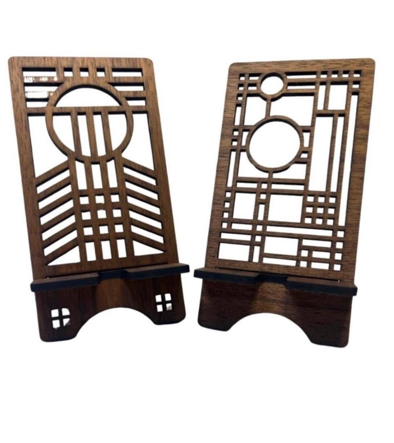 Art Deco Wood Phone Stand: Minimalist Desk Organizer - Gift for Dad - Etsy
