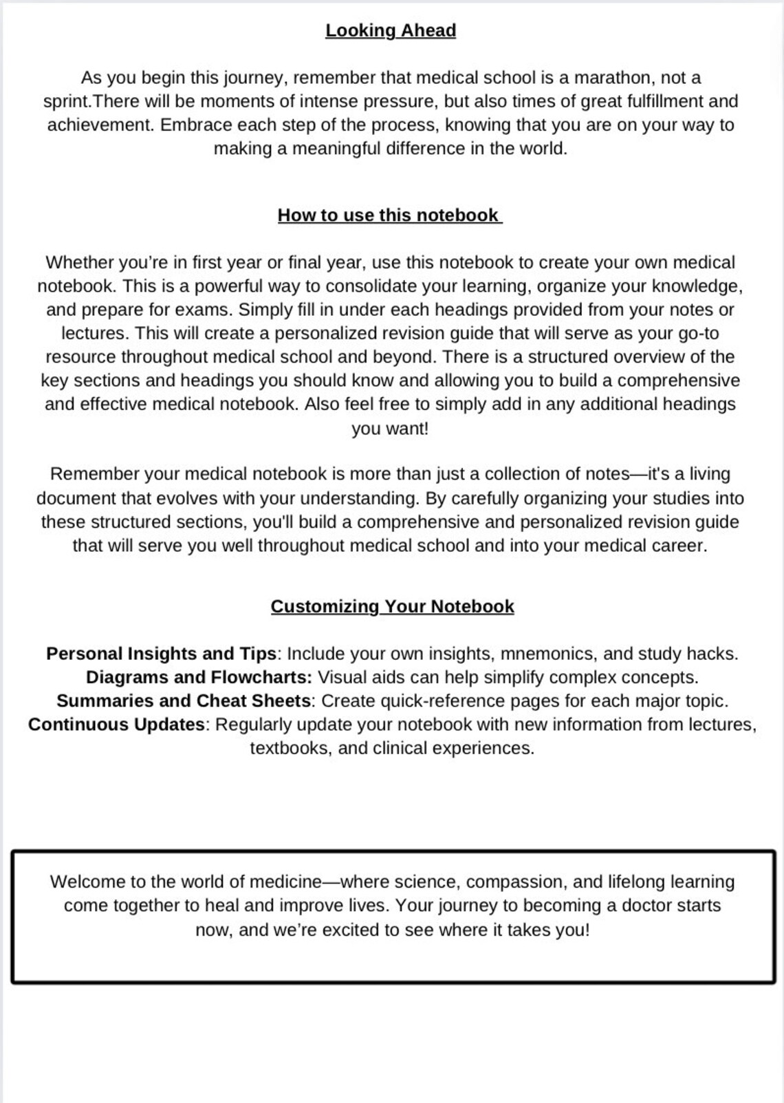 Ultimate Medical School Notebook All Topics the Perfect Digital ...