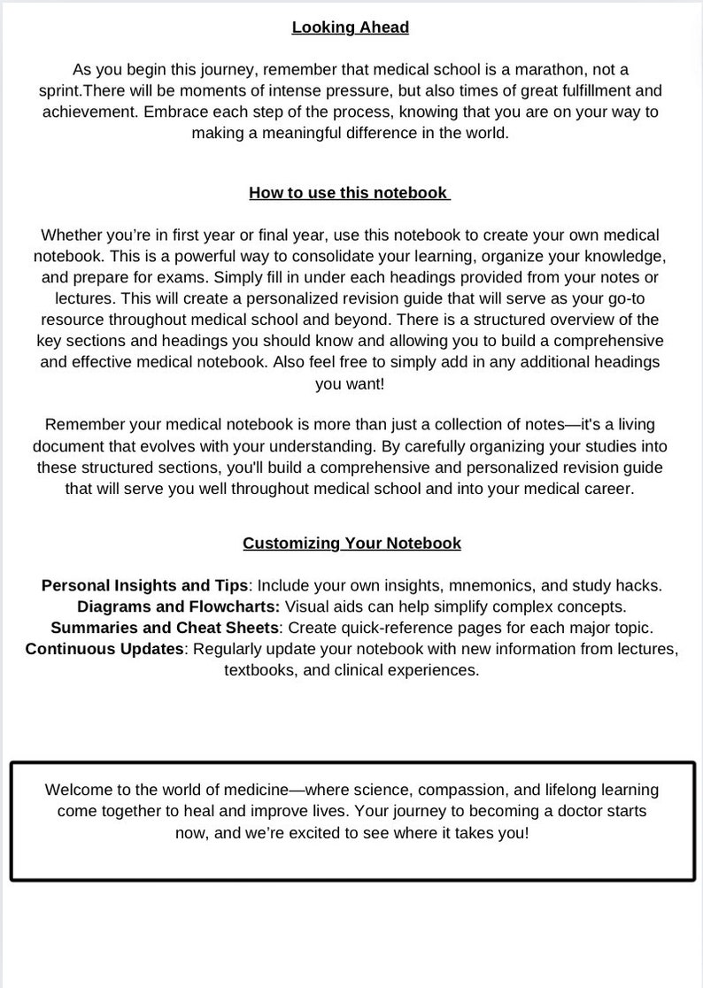 Ultimate Medical School Notebook All Topics the Perfect Digital ...