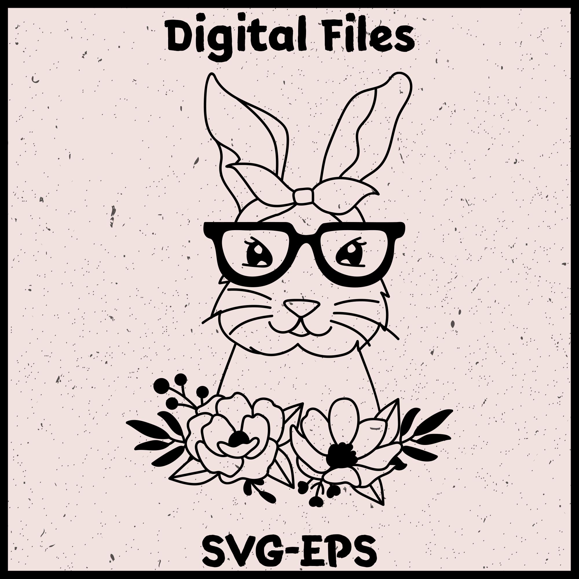 Bunny With Glasses Svg, Cute Floral Bunny Svg, Bunny Svg, Bunny Face ...