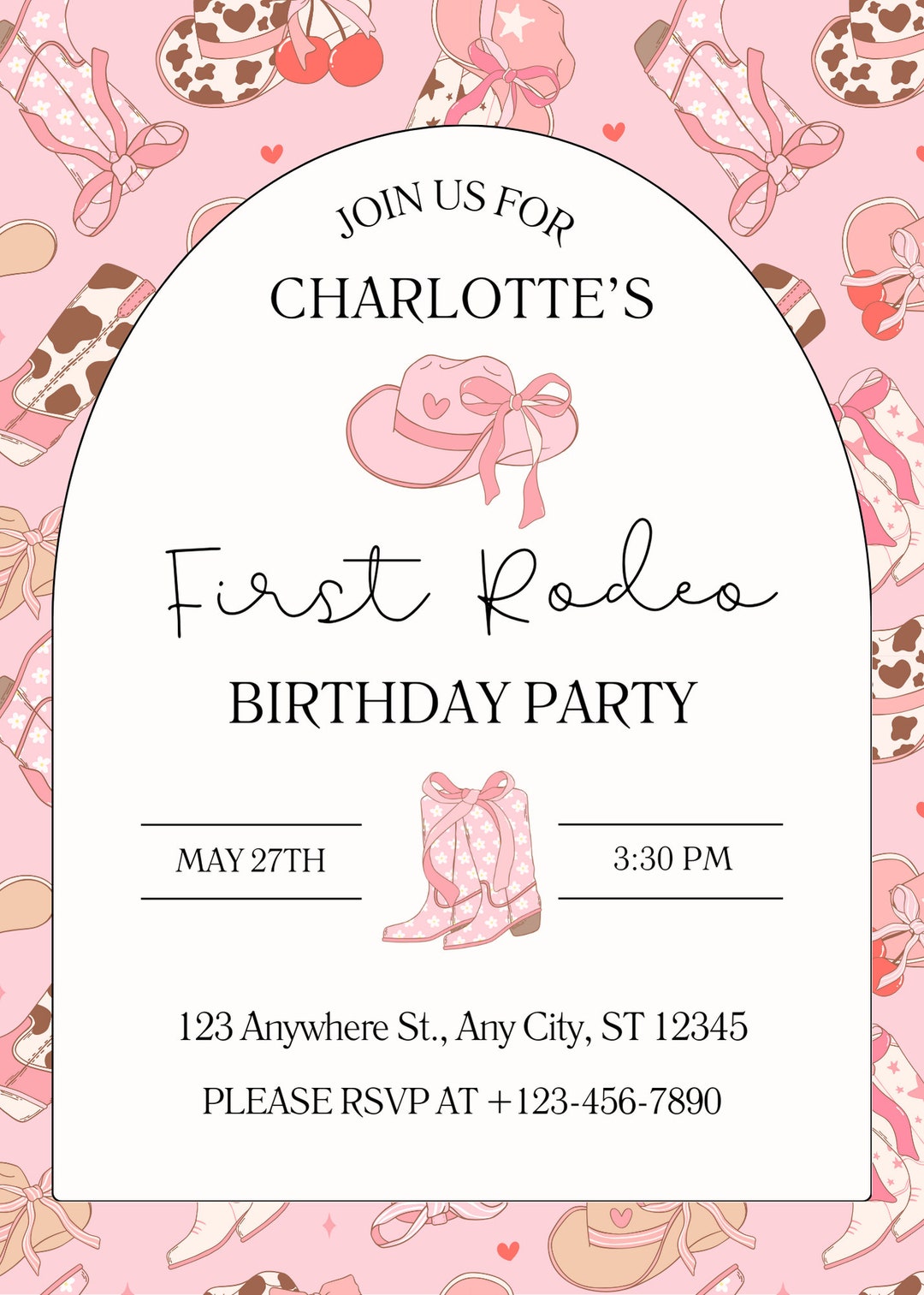 First Rodeo - Girl - First Birthday Invite - Etsy
