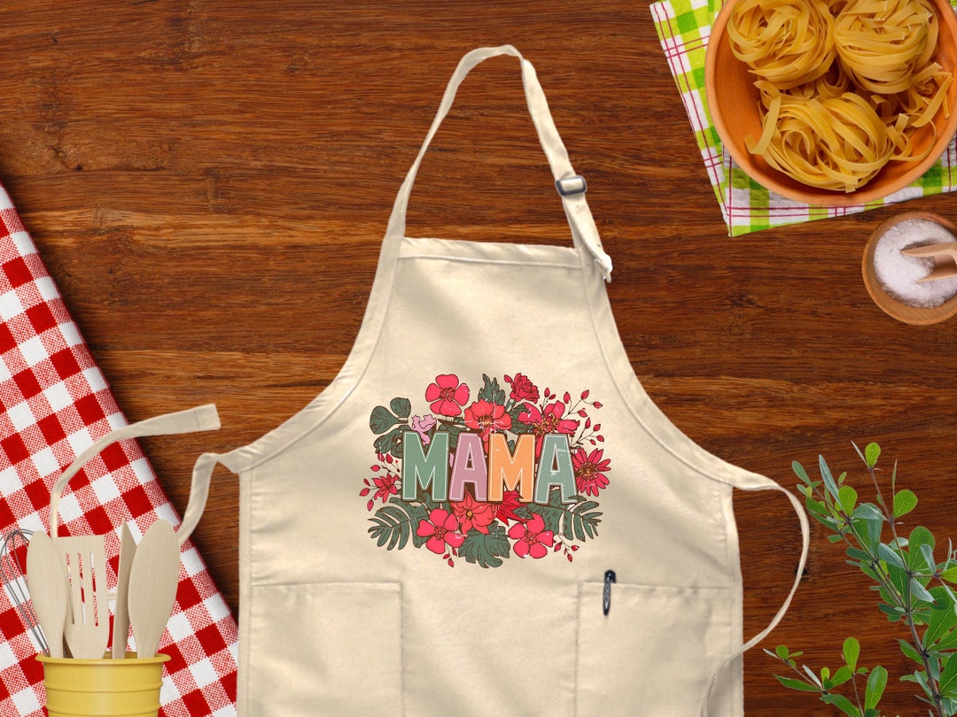 Floral Mama Apron, Floral Apron for Women, Cute Mama Apron, Kitchen ...