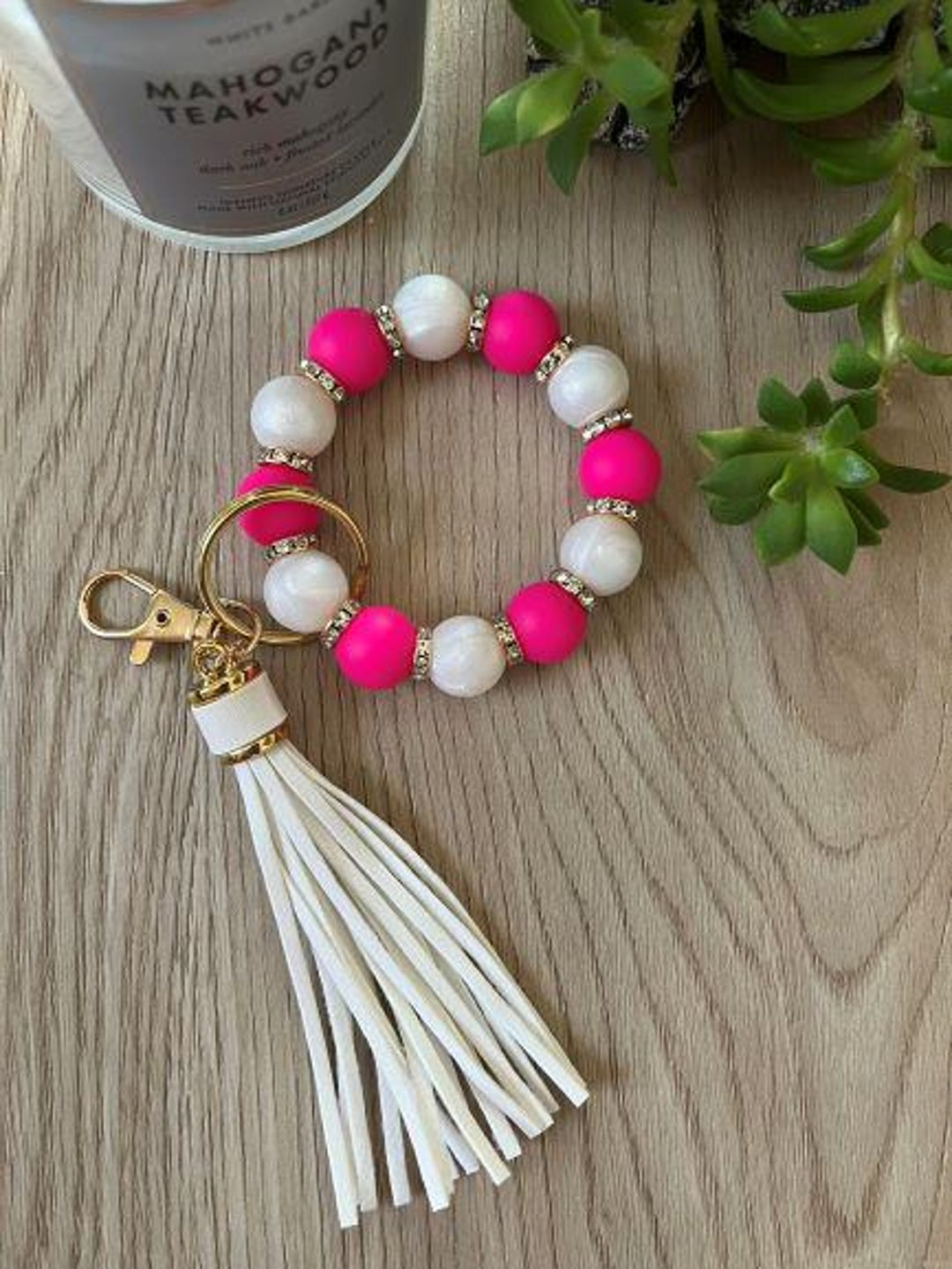 Soft Beaded Keychain, Keychain Wristlet, Silicone Wristlet, Gift ...