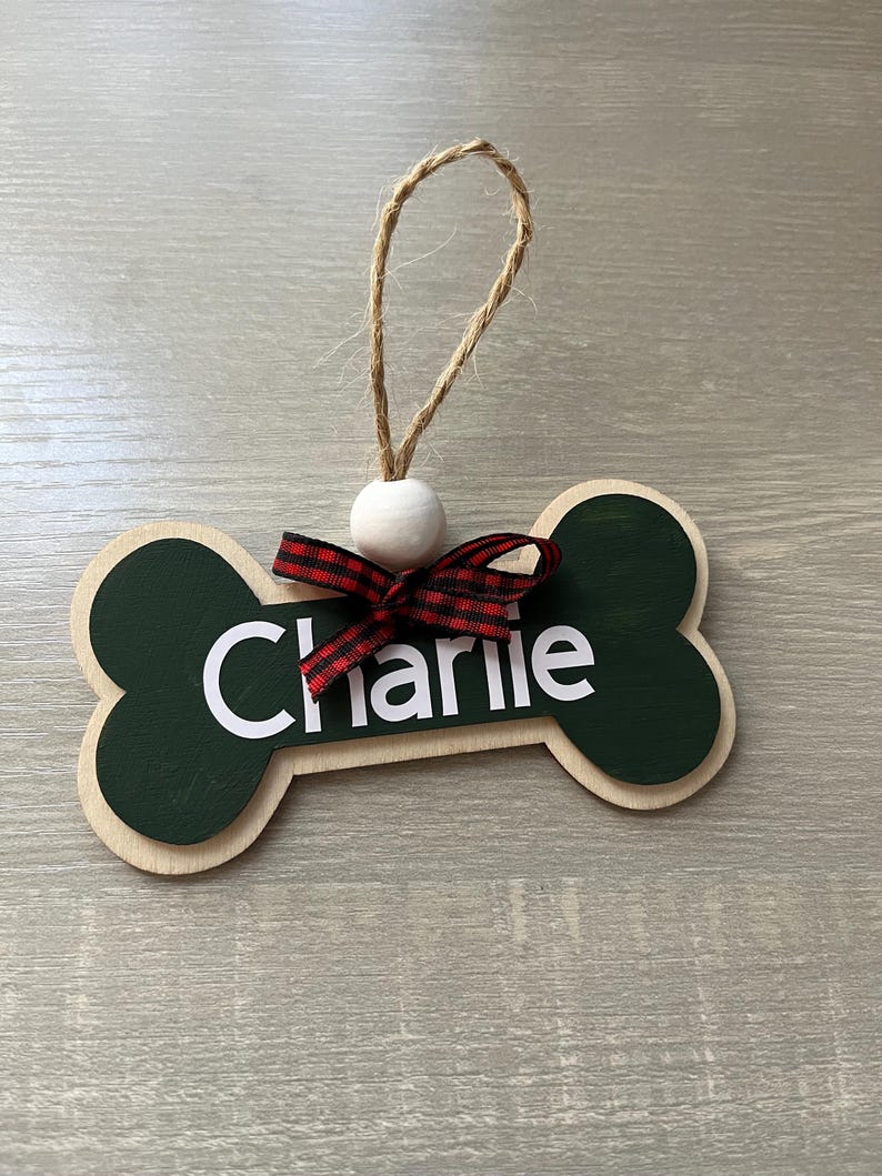 Personalized Dog Bone Ornament, Christmas Ornament, Wood Ornament, Gift ...