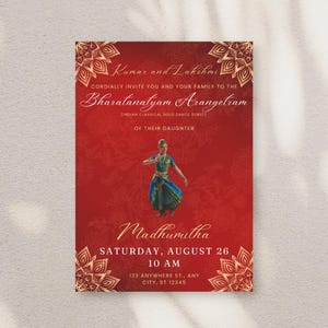 Bharatanatyam Arangetram Invitation Editable Canva Design Instant ...