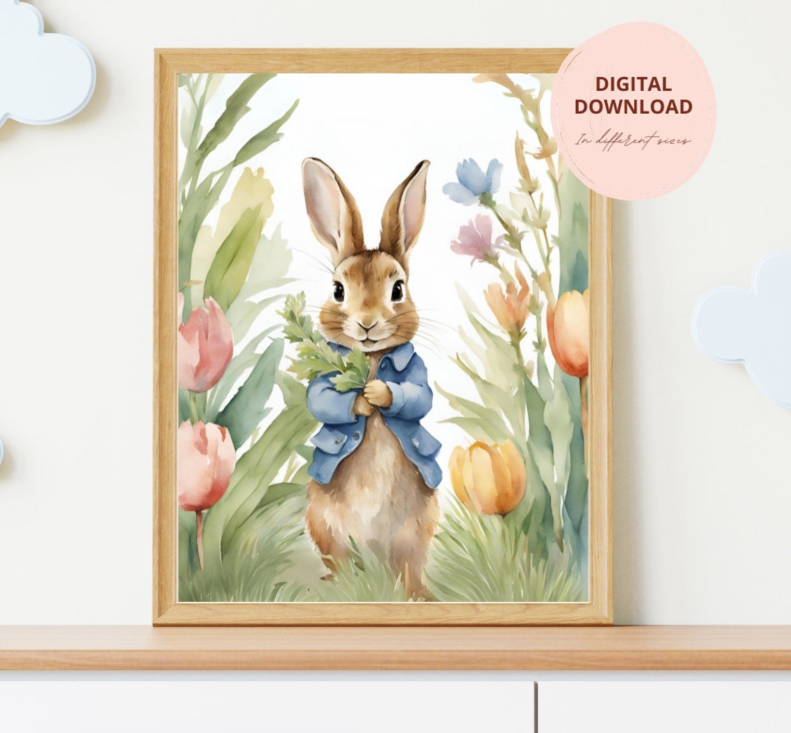 Peter Rabbit Nursery Poster, Watercolor Nursery Decor, Nursery Wall Art ...