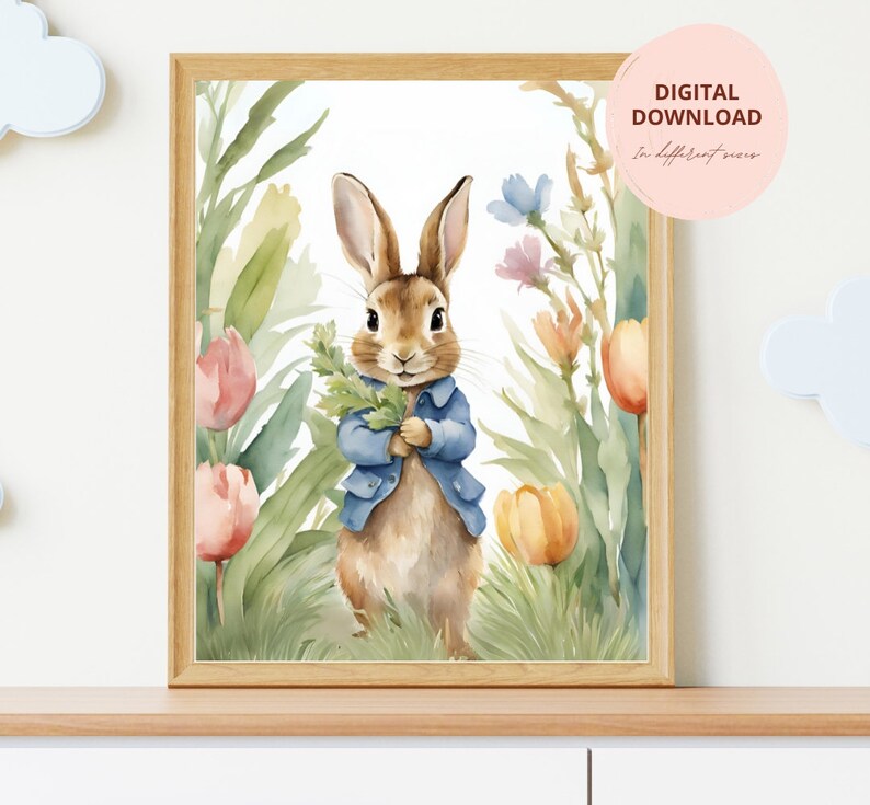 Peter Rabbit Nursery Poster, Watercolor Nursery Decor, Nursery Wall Art ...