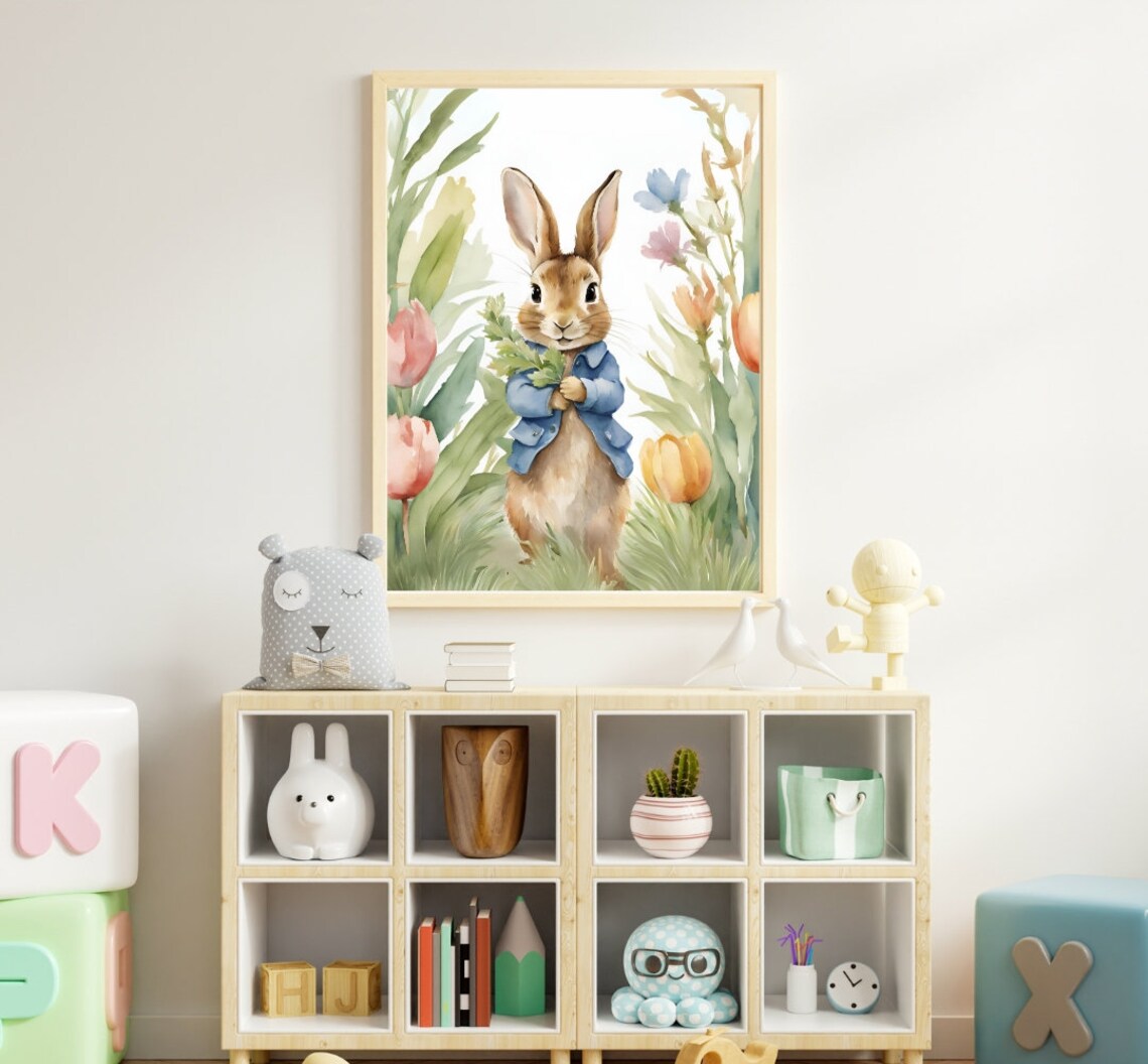 Peter Rabbit Nursery Poster, Watercolor Nursery Decor, Nursery Wall Art ...
