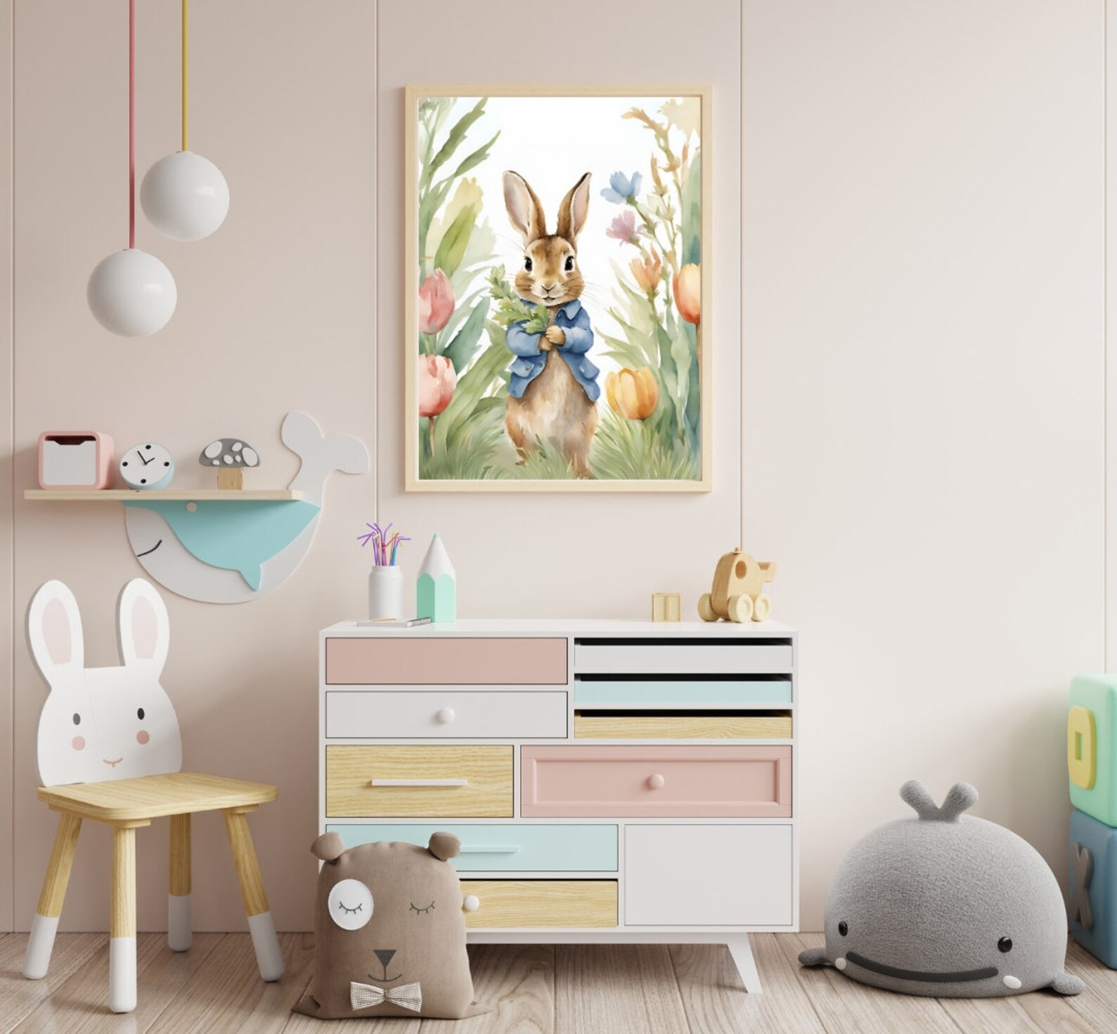 Peter Rabbit Nursery Poster, Watercolor Nursery Decor, Nursery Wall Art ...