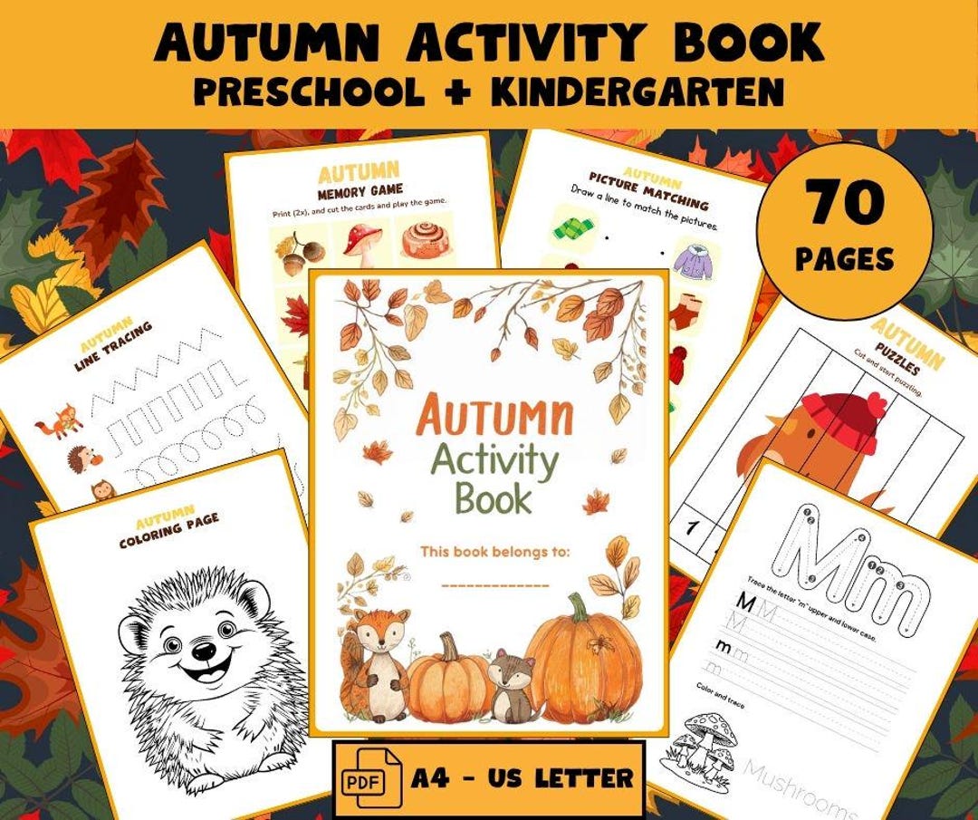 Autumn Activity Book for Kids: 70-page Fall Learning Games (PDF) - Etsy