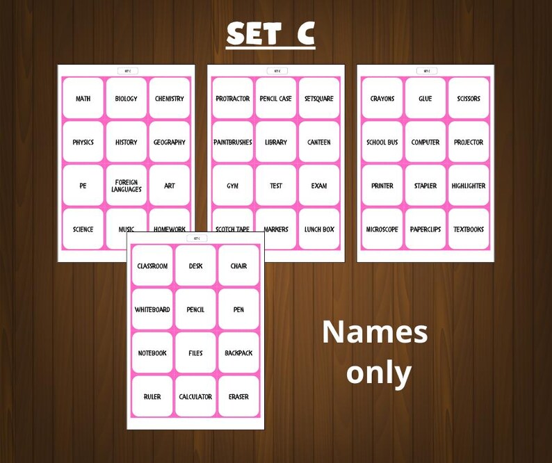 School Memory Game: Vocabulary Matching Activity (digital Download) - Etsy