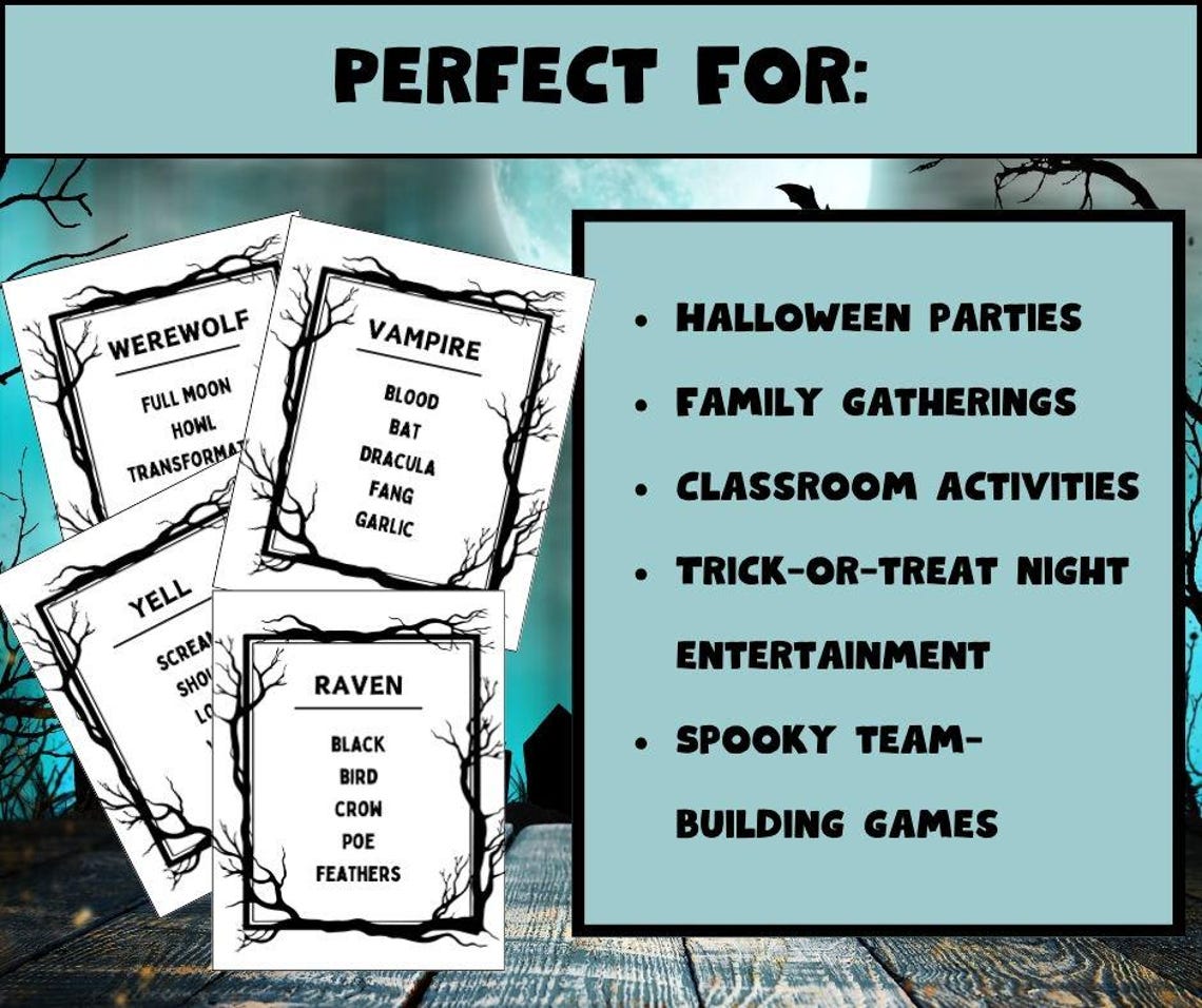 Halloween Taboo Game | 96 Spooky Word Cards | Printable Forbidden Words ...