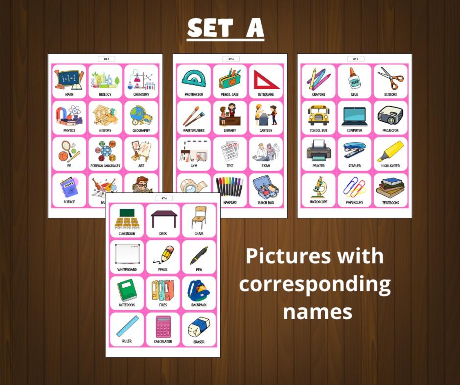 School Memory Game: Vocabulary Matching Activity (digital Download) - Etsy