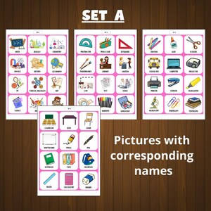 School Memory Game: Vocabulary Matching Activity (digital Download) - Etsy