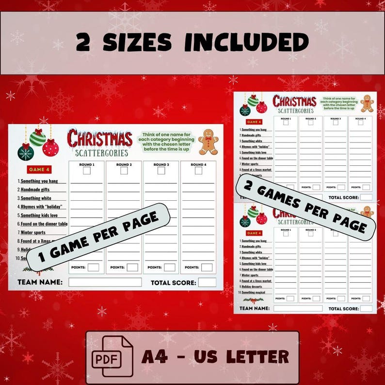 Christmas Scattergories Game • Printable Holiday Party Activity ...