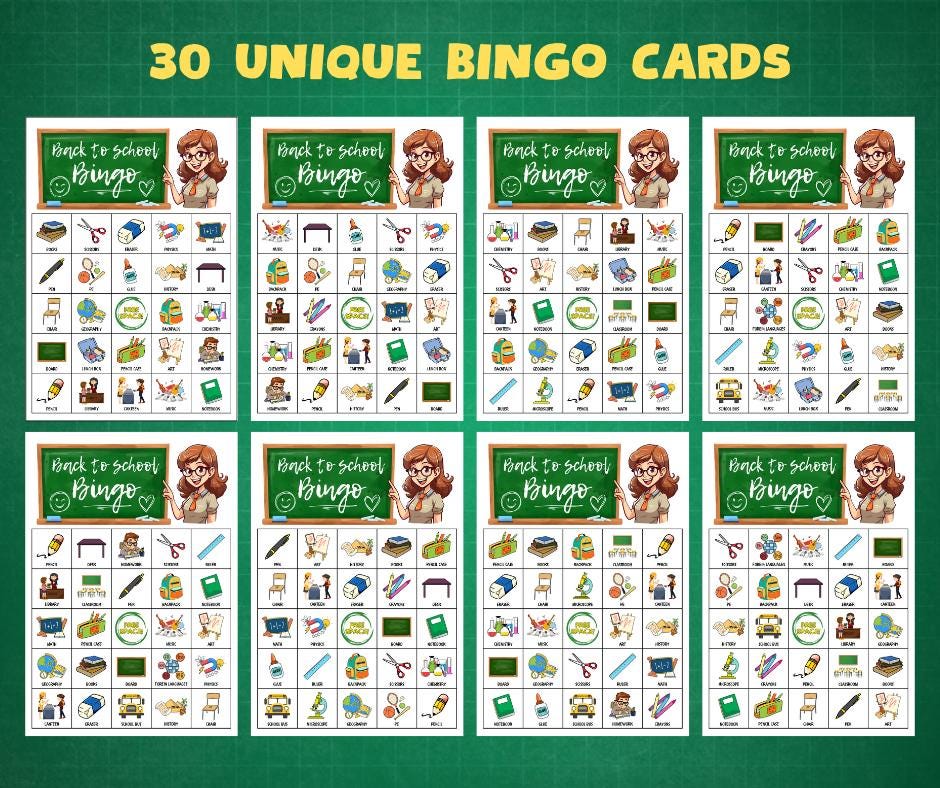 School-themed Bingo Game Printable | Digital Download | Fun ...
