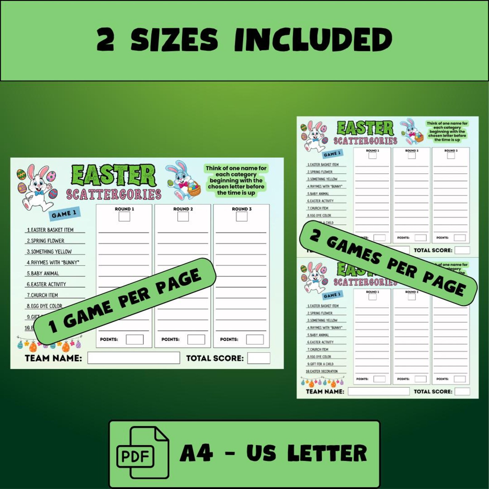 Easter Scattergories Game Printable, Easter Party Game, Family Easter ...