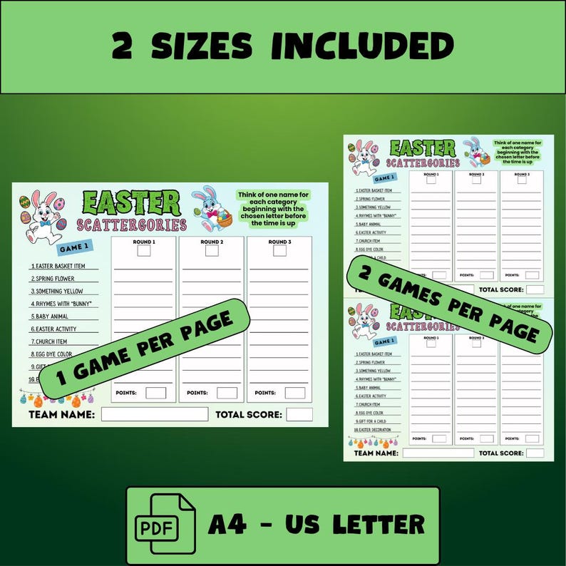 Easter Scattergories Game Printable, Easter Party Game, Family Easter ...