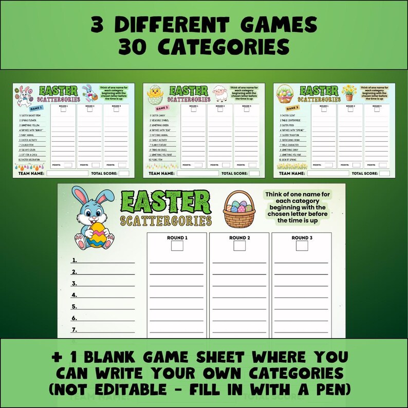Easter Scattergories Game Printable, Easter Party Game, Family Easter ...