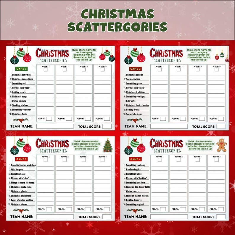 Christmas Scattergories Game • Printable Holiday Party Activity ...