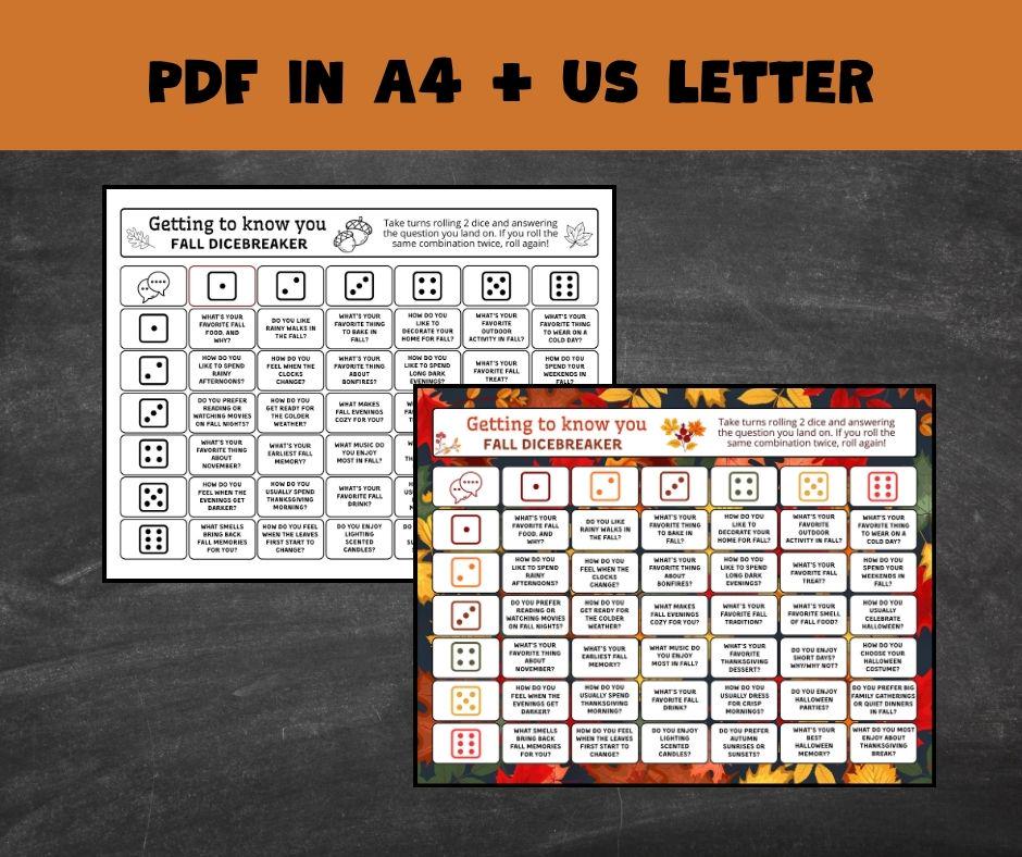 Fall Icebreaker Game | Autumn Conversation Starter (PDF) - Etsy