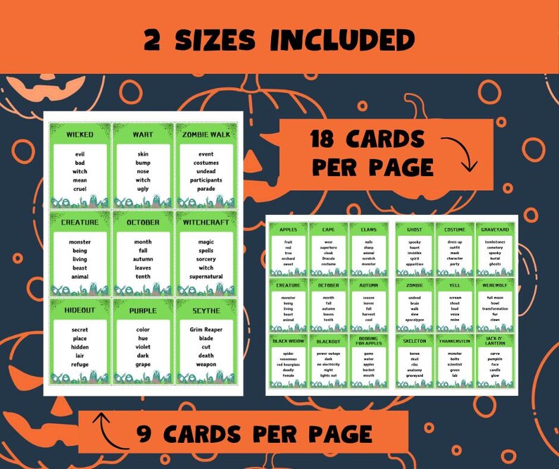 Halloween Taboo Game: 108 Spooky Word Cards (instant Download) - Etsy