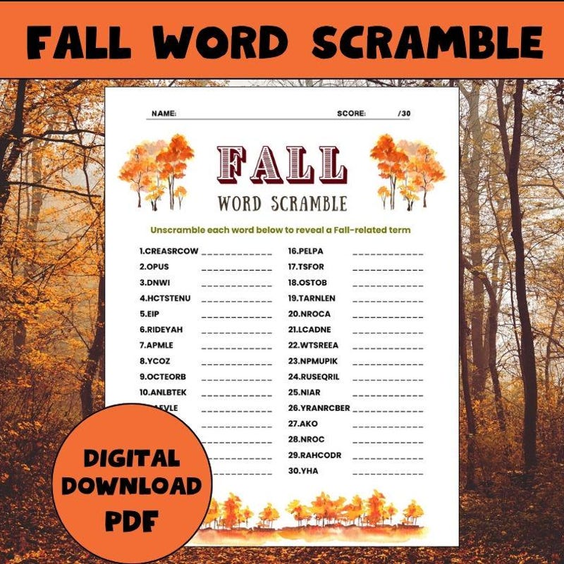 Word Scramble - Etsy