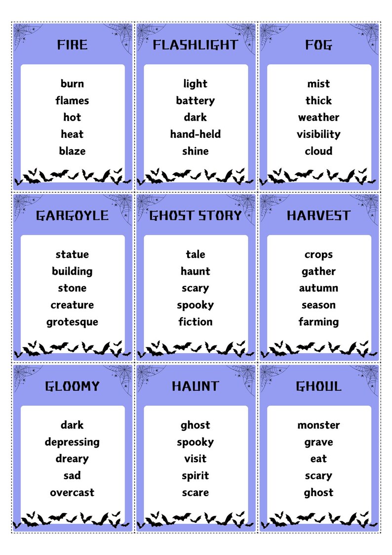 Halloween Taboo Game | 108 Spooky Word Cards | Printable Forbidden ...