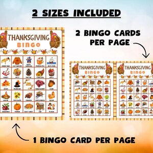 Thanksgiving Bingo Game: 50 Unique Cards, Printable PDF (digital ...