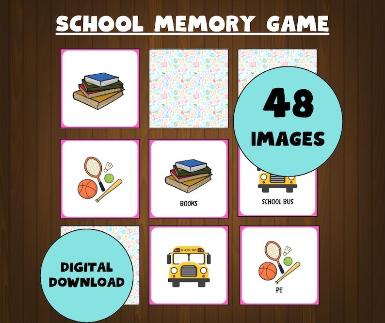 School Memory Game: Vocabulary Matching Activity (digital Download) - Etsy