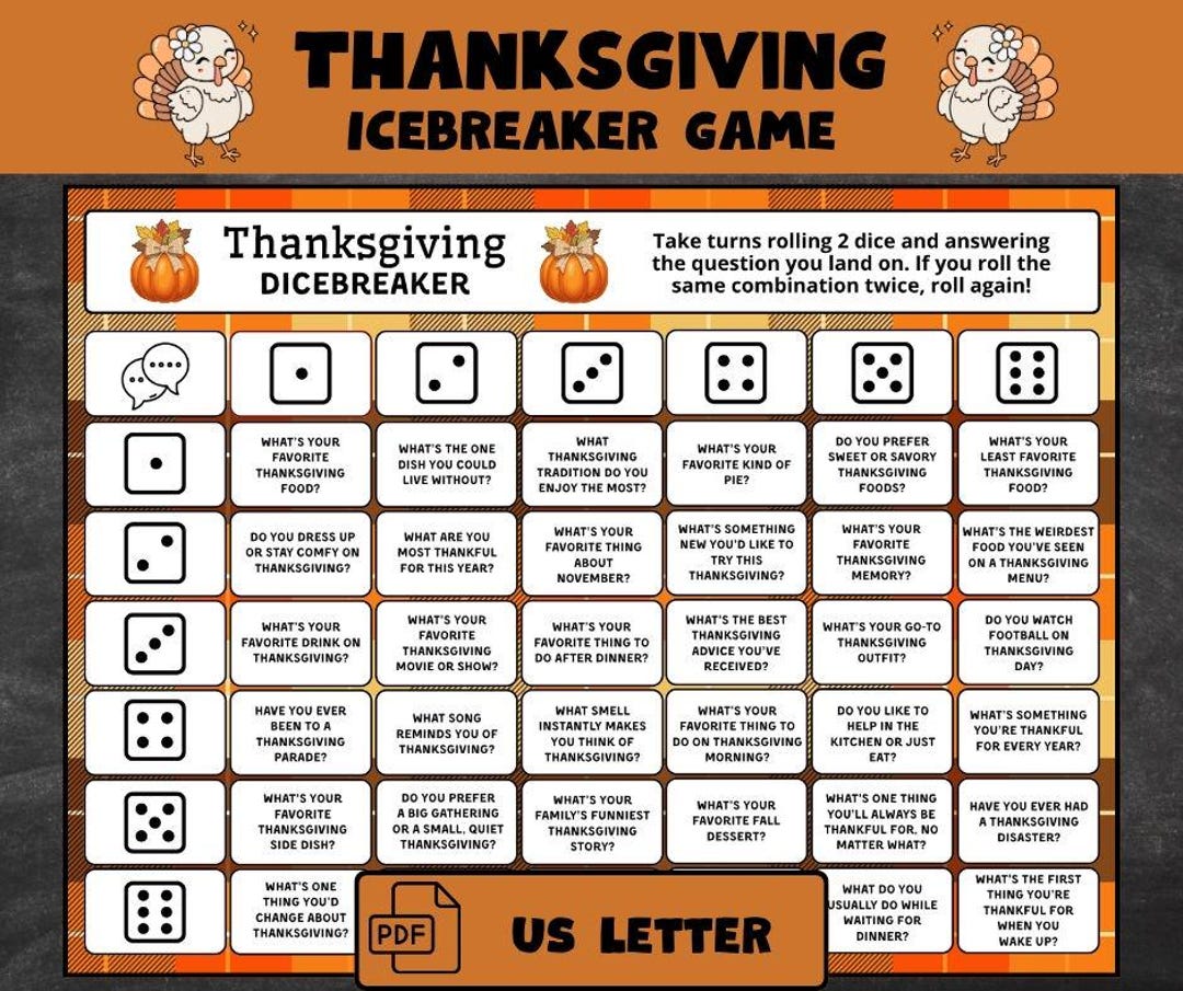 Thanksgiving Icebreaker Game – Fun Holiday Conversation Starter ...