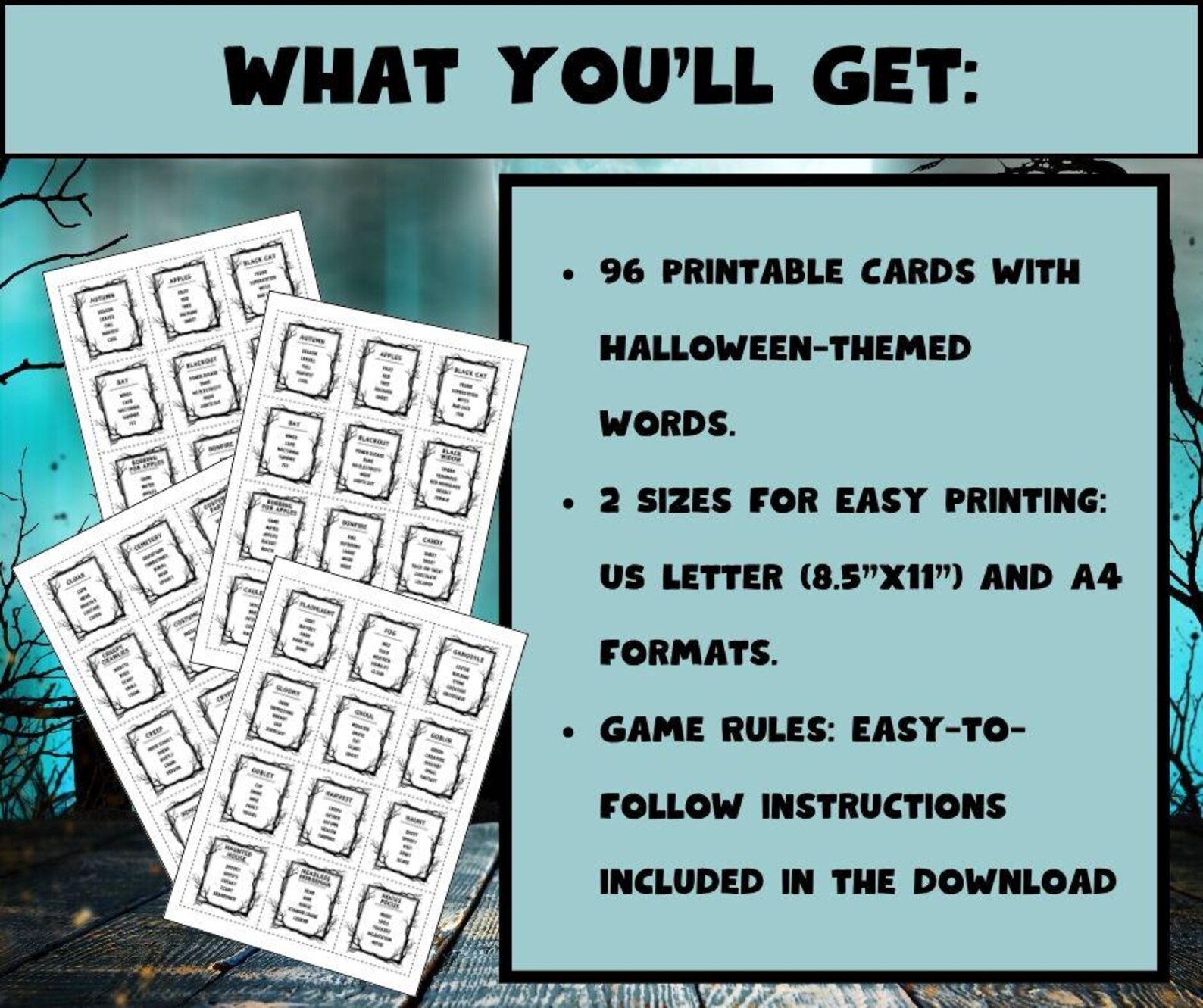 Halloween Taboo Game | 96 Spooky Word Cards | Printable Forbidden Words ...