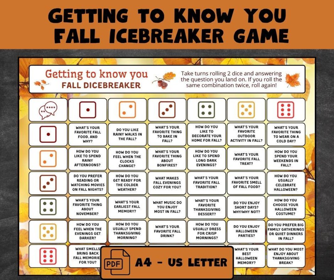 Fall Icebreaker Game | Autumn Conversation Starter (PDF) - Etsy