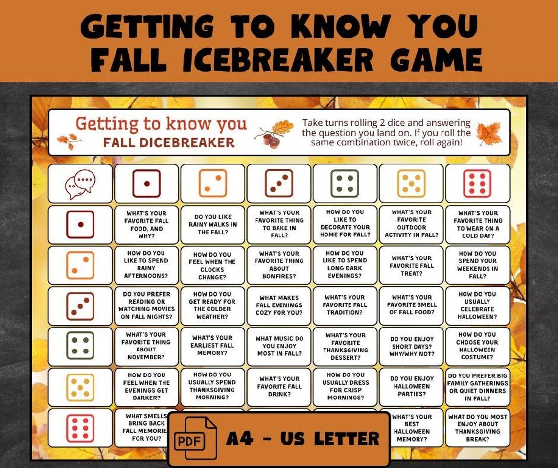 Fall Icebreaker Game | Autumn Conversation Starter (PDF) - Etsy