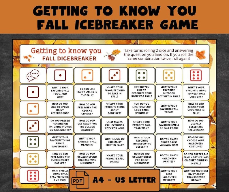 Fall Icebreaker Game | Autumn Conversation Starter (PDF) - Etsy