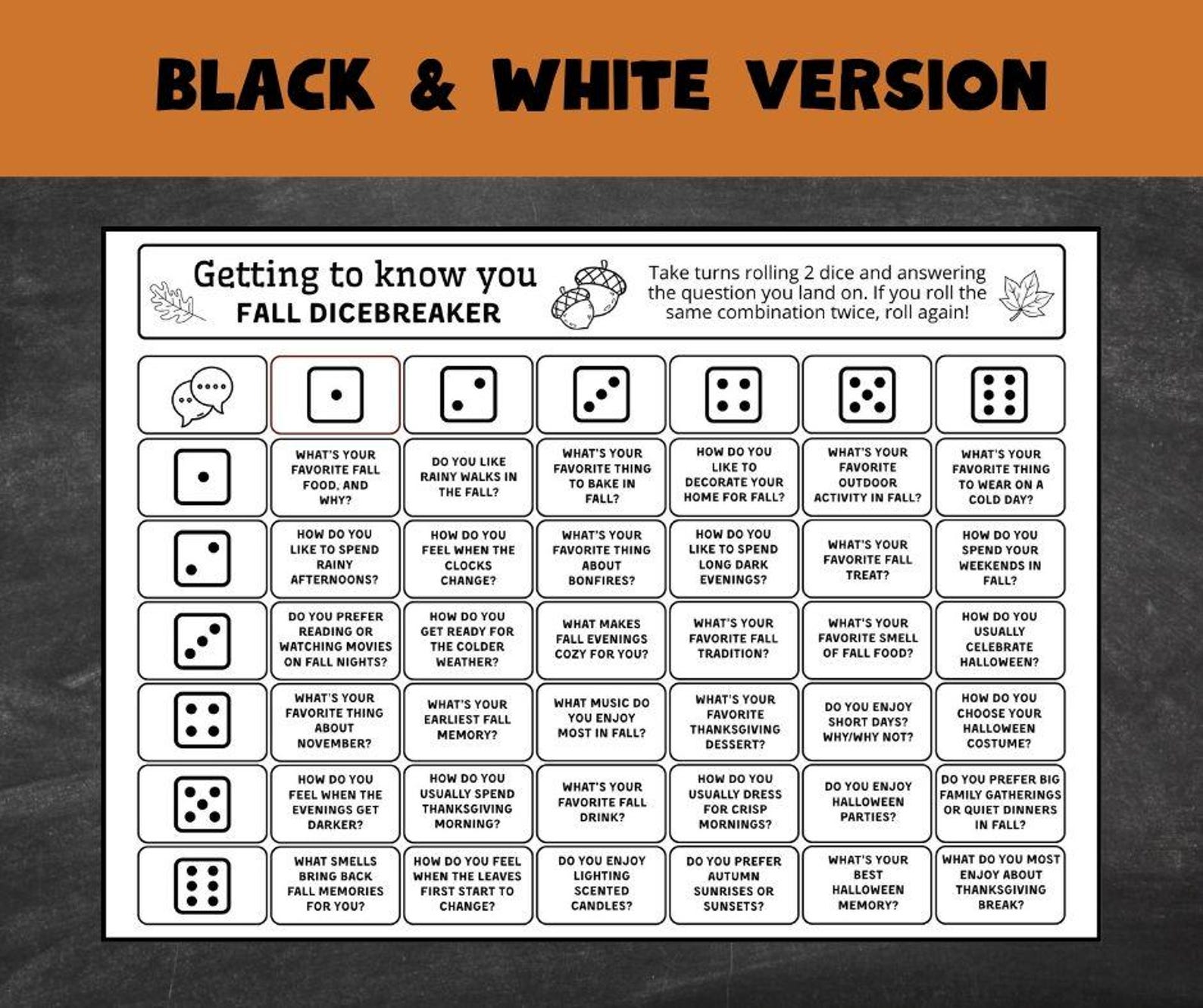 Fall Icebreaker Game | Autumn Conversation Starter (PDF) - Etsy