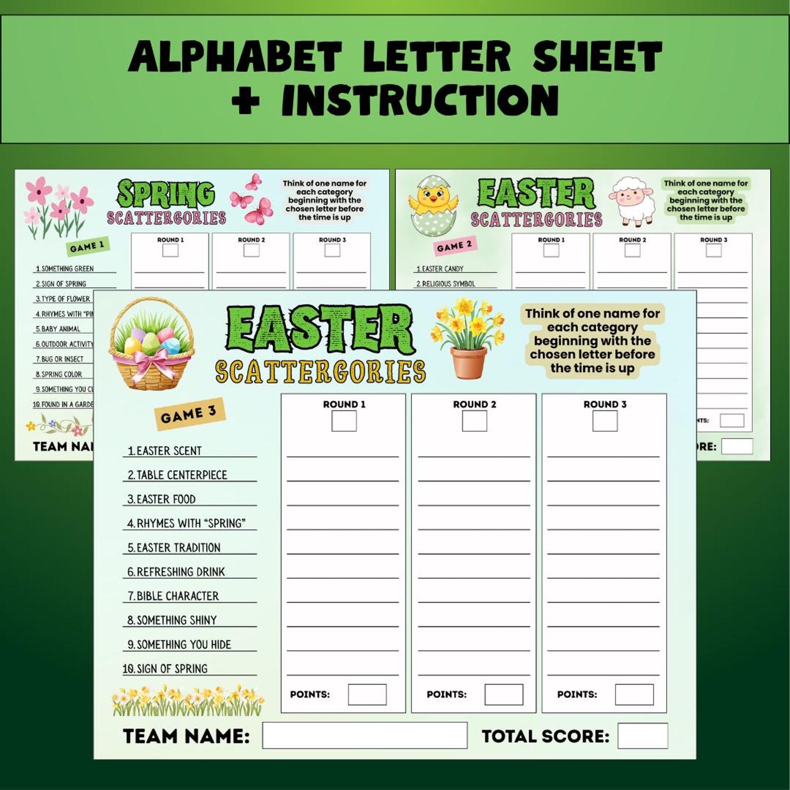Easter Scattergories Game Printable, Easter Party Game, Family Easter ...