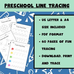 60 Preschool Line Tracing Worksheets, Printable Tracing Activity Book ...