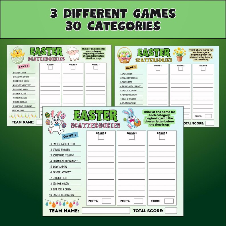 Easter Scattergories Game Printable, Easter Party Game, Family Easter ...