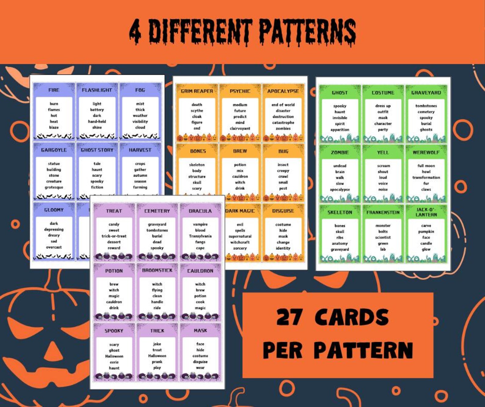 Halloween Taboo Game | 108 Spooky Word Cards | Printable Forbidden ...