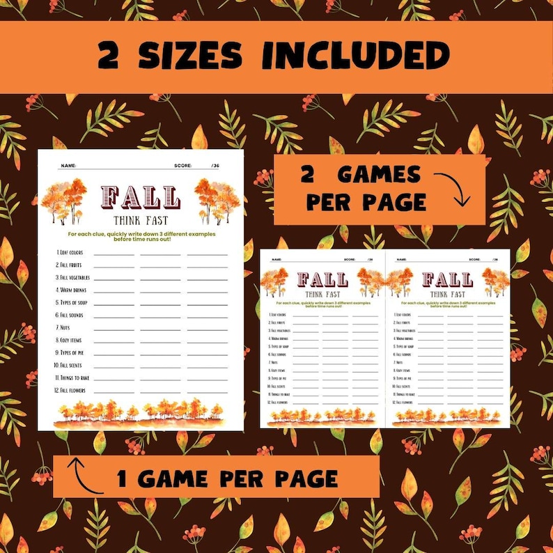 Fall Party Games Printable Bundle | Thanksgiving, Friendsgiving (PDF ...