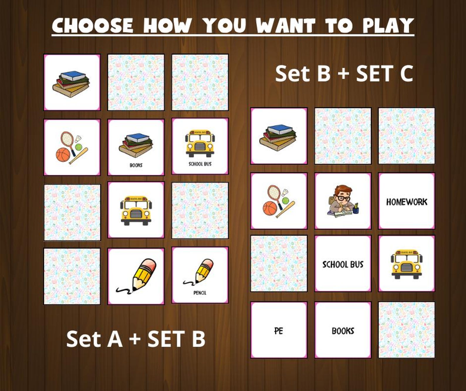 School Memory Game: Vocabulary Matching Activity (digital Download) - Etsy