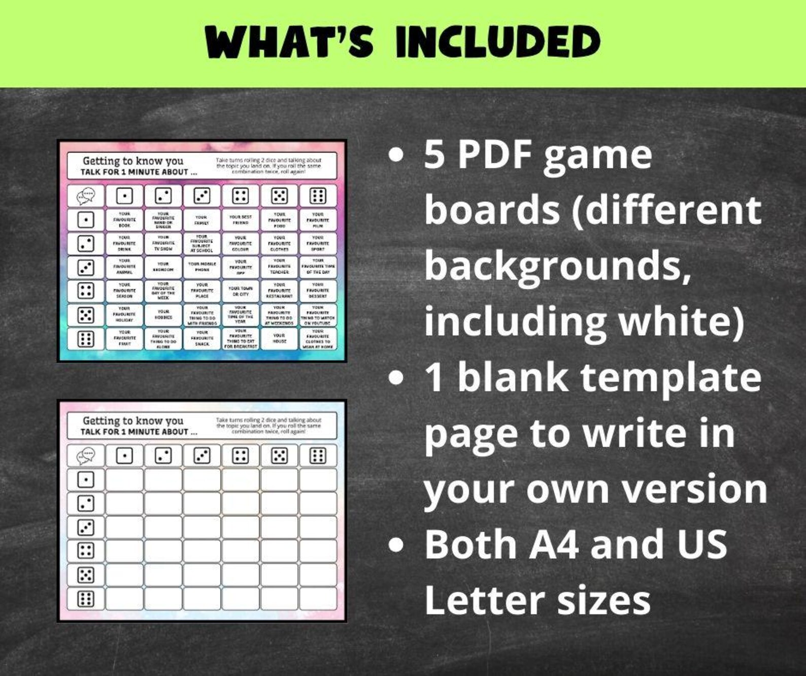 Icebreaker Dice Game: Getting to Know You Activity (PDF Download ...