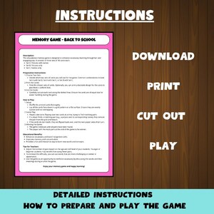 School Memory Game: Vocabulary Matching Activity (digital Download) - Etsy