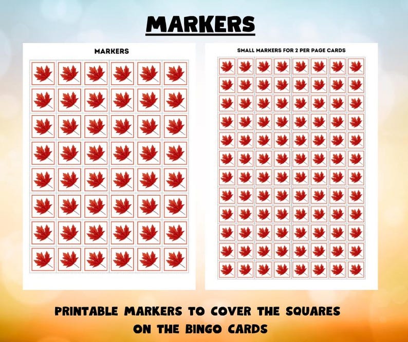 Autumn Bingo Game - 50 Unique Bingo Cards, Printable Letter PDF - Fun ...