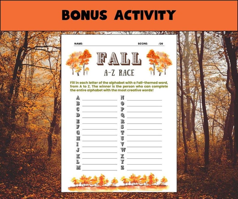 Fall Autumn Word Scramble Game Plus A to Z Race (digital Download) - Etsy