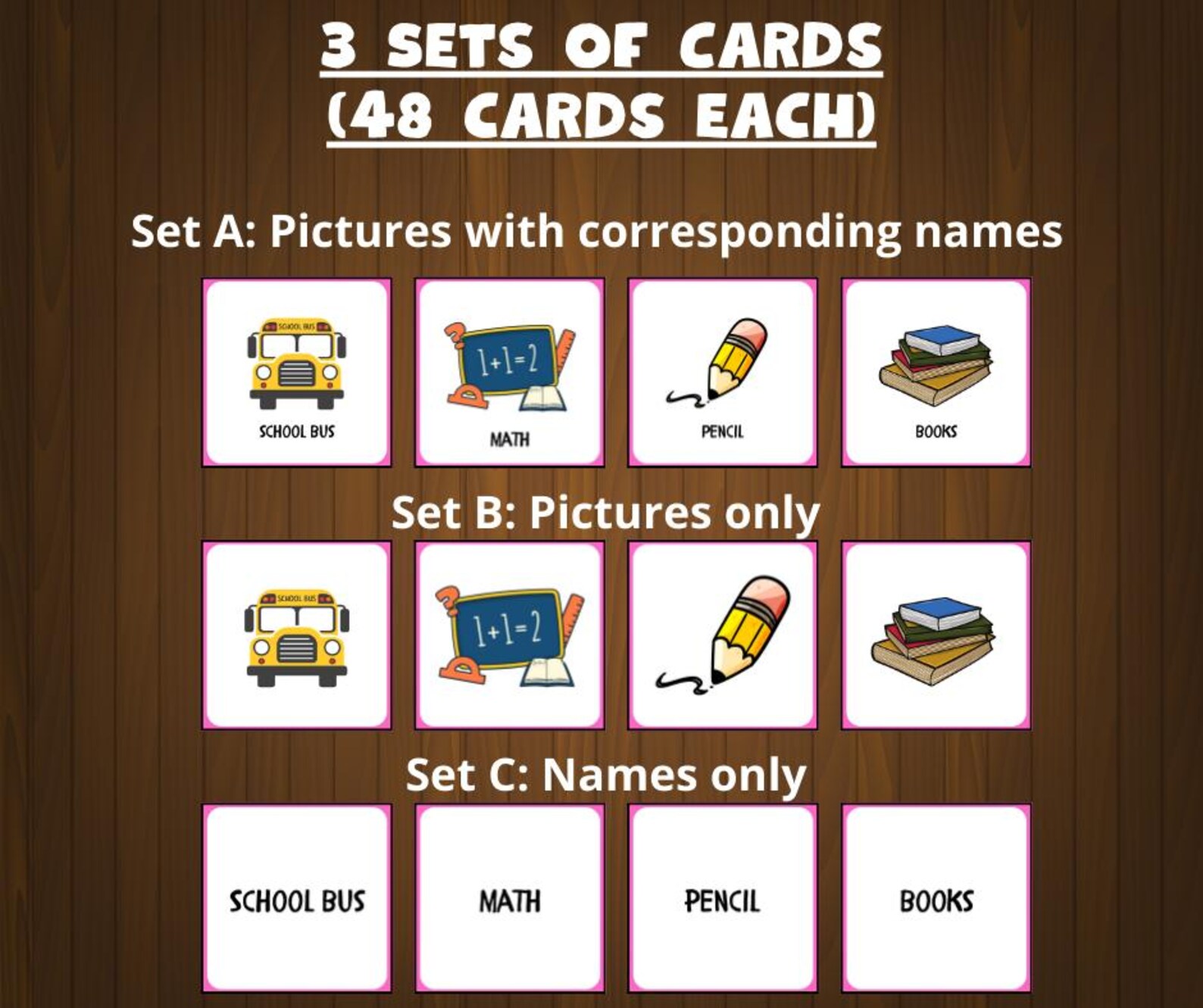 School Memory Game: Vocabulary Matching Activity (digital Download) - Etsy
