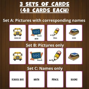 School Memory Game: Vocabulary Matching Activity (digital Download) - Etsy